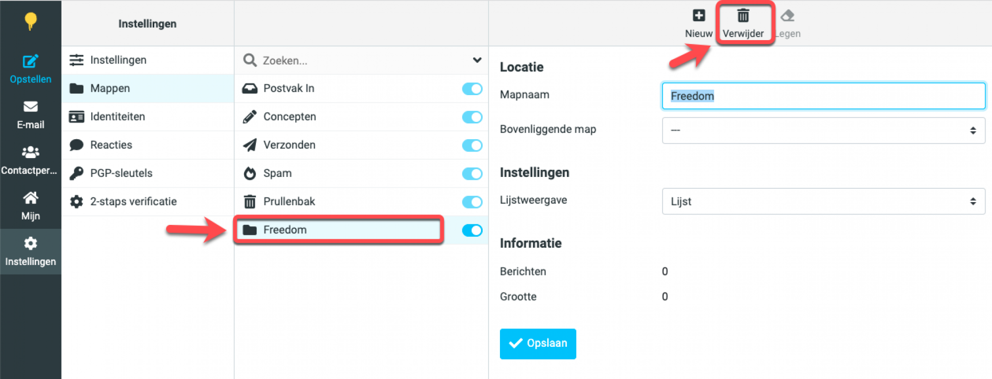 Hoe kan ik mappen verwijderen in mijn webmail? | Freedom Helpdesk