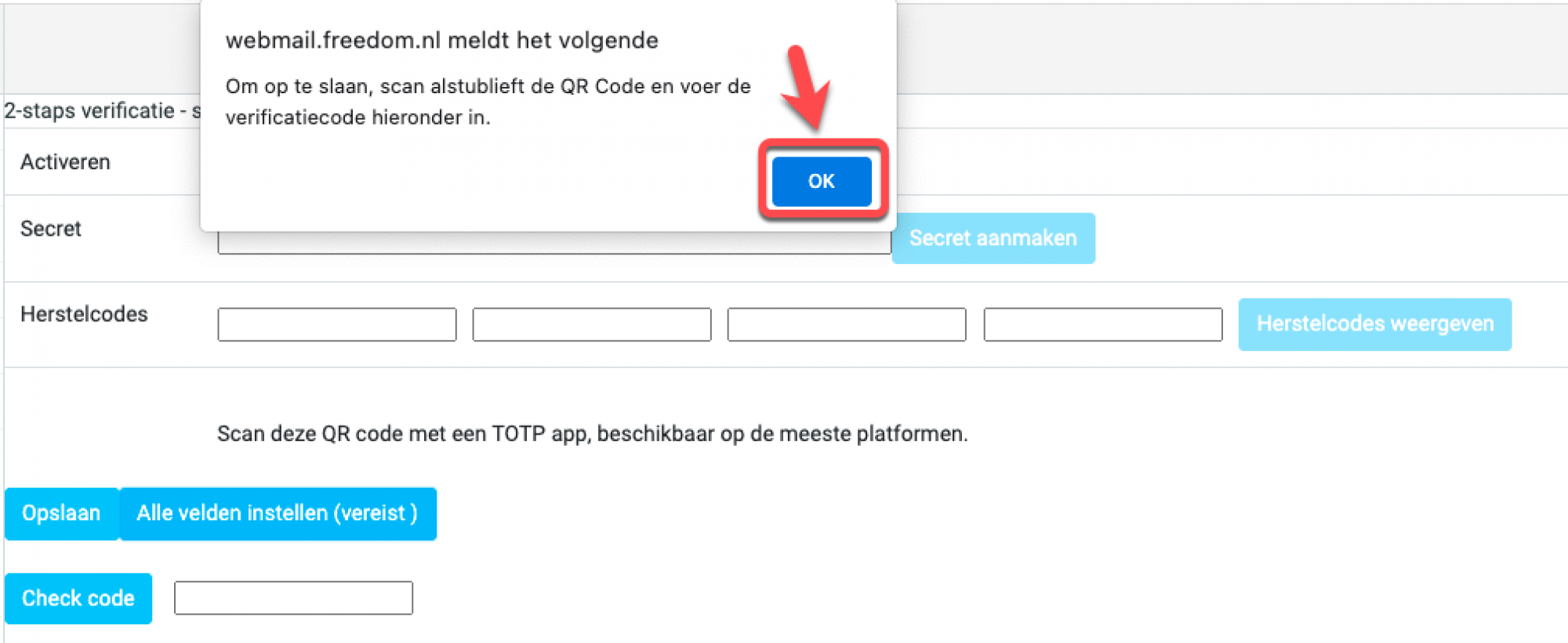 Hoe stel ik tweestapsverificatie in voor mijn webmail? | Freedom Helpdesk