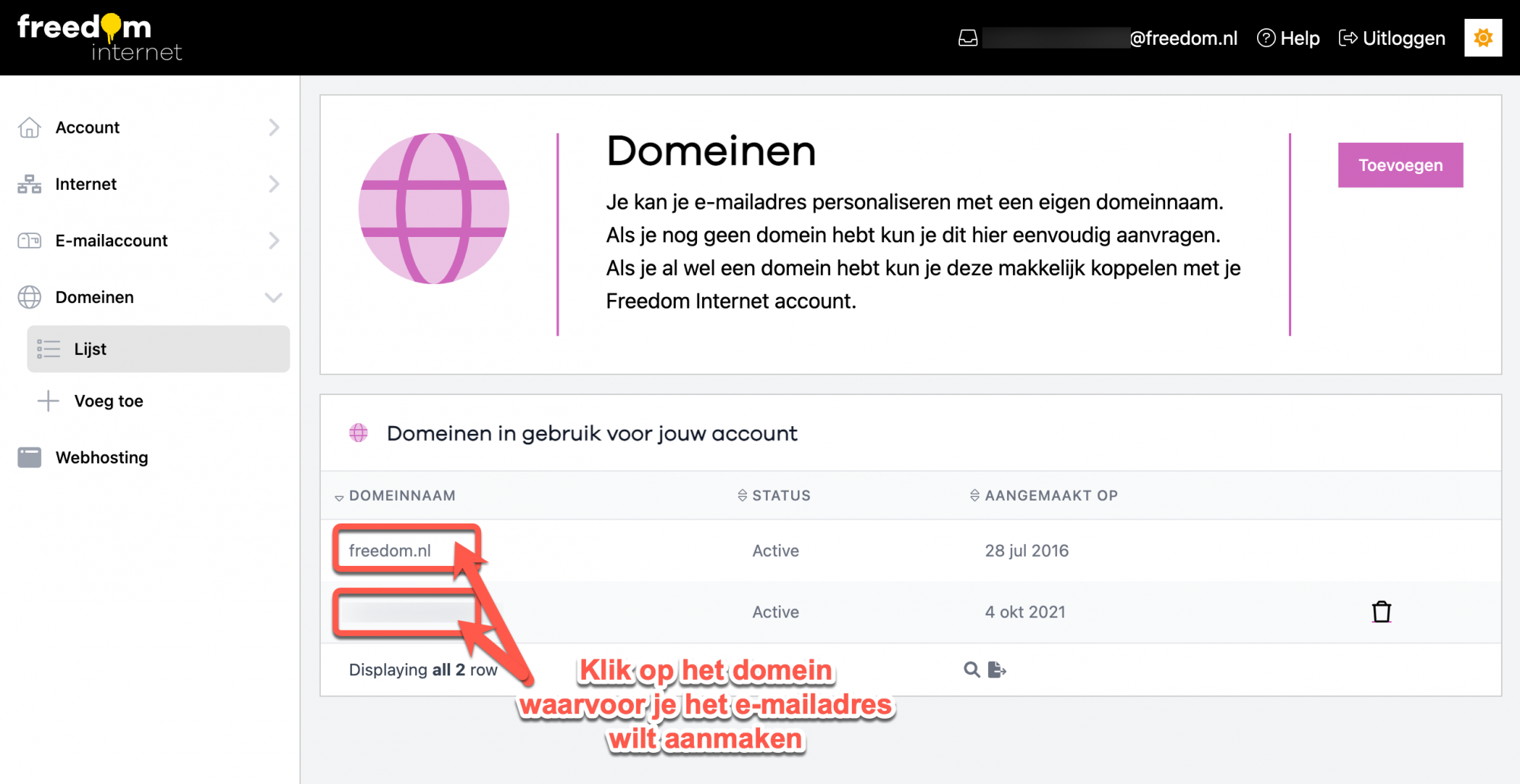 Hoe maak ik een e-mailadres/mailbox aan op een domein? | Freedom Helpdesk