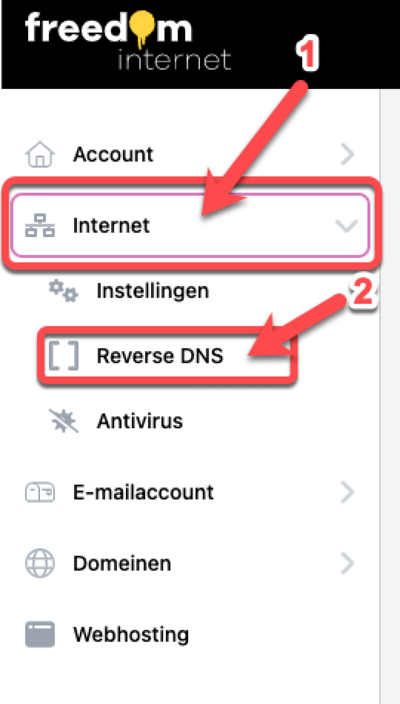 Hoe stel ik reverse DNS in? | Freedom Helpdesk